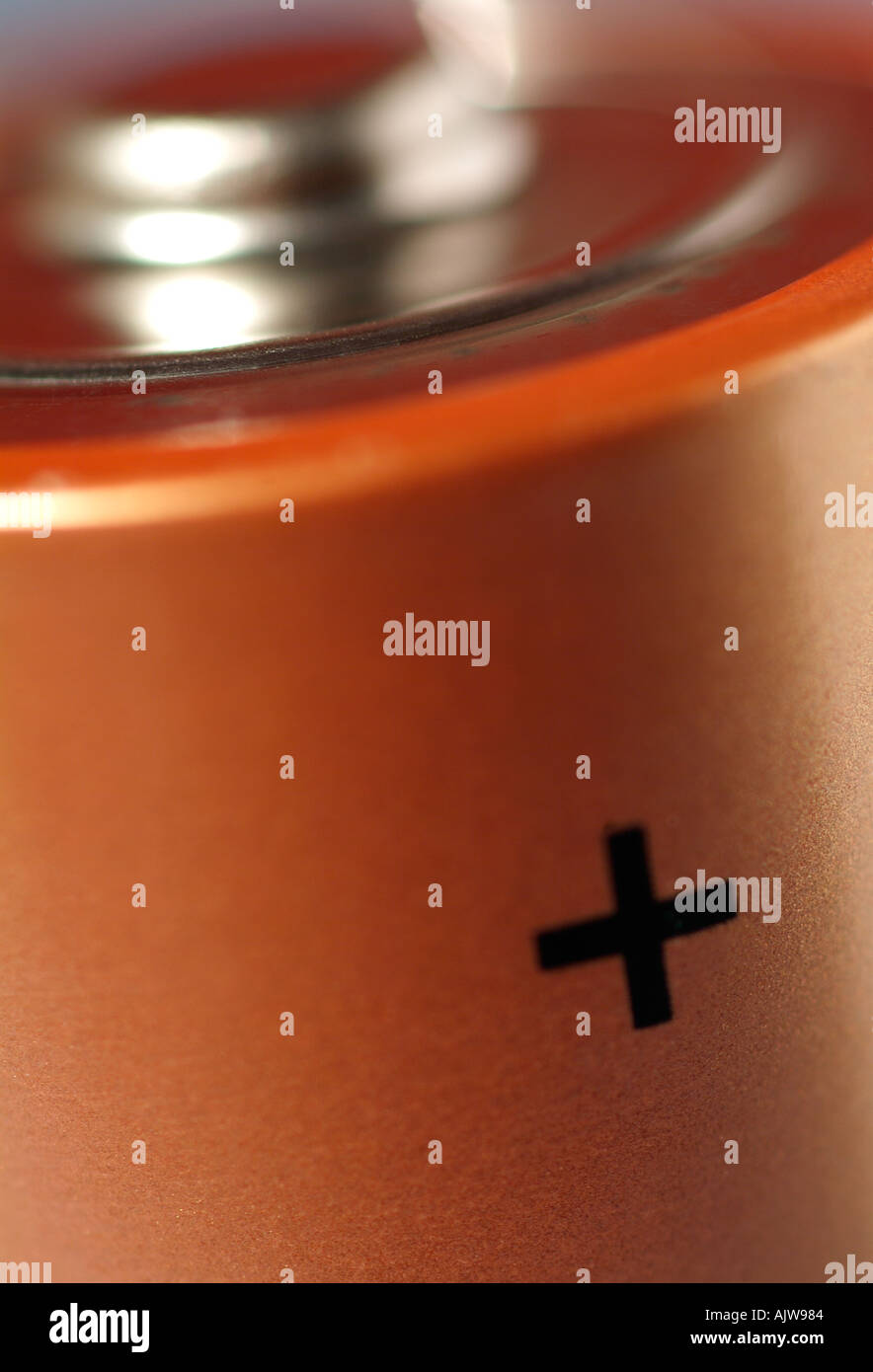 top of battery showing positive symbol Stock Photo - Alamy