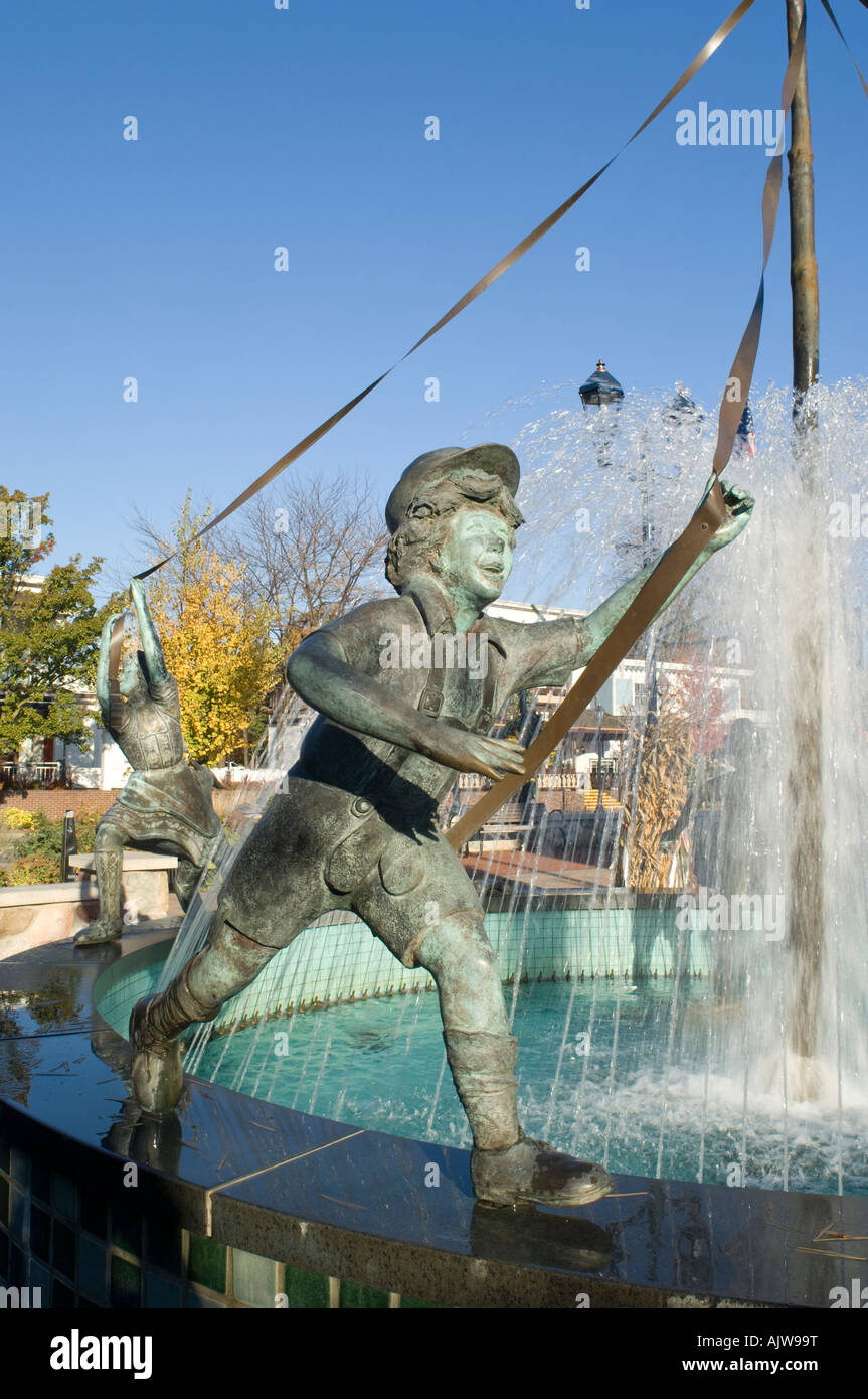 Fountain at the visitor center in the German American town of ...