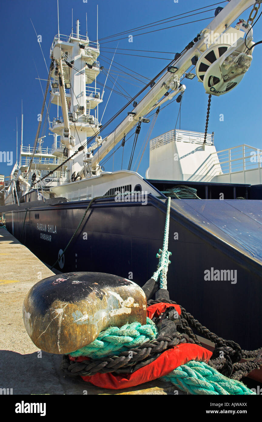 Stern mooring rope large ocean going fishing trawler with boom Vigo ...