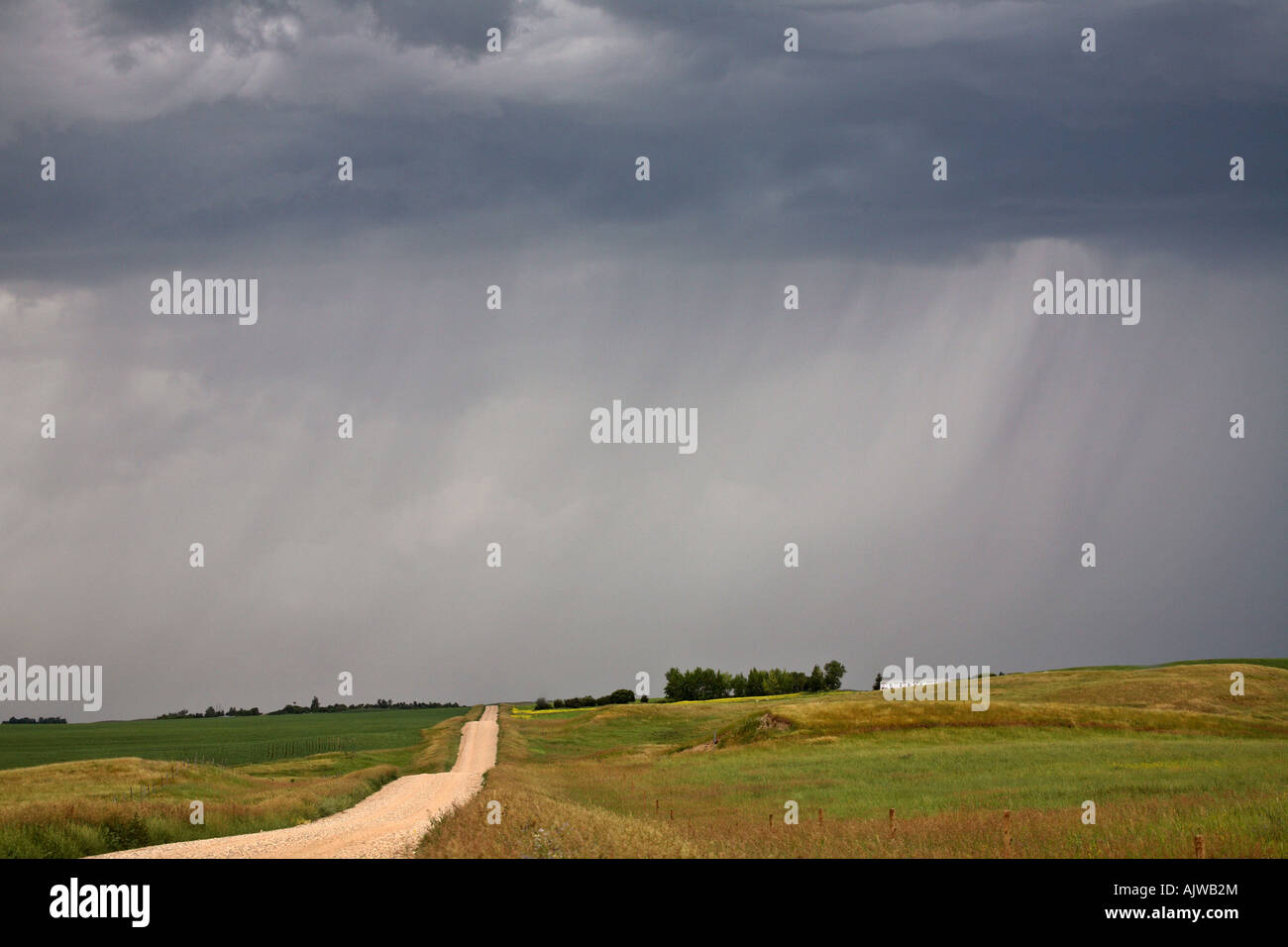 Rain seen over a country road Stock Photo - Alamy