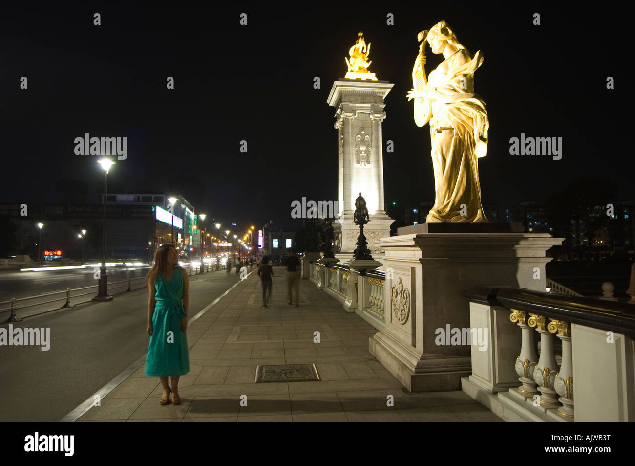 night scene illuminations and bridge over the Hai He Hai River in ...