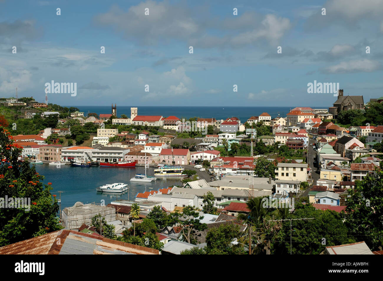 St George's grenada caribbean island skyline aerial overview scenic ...