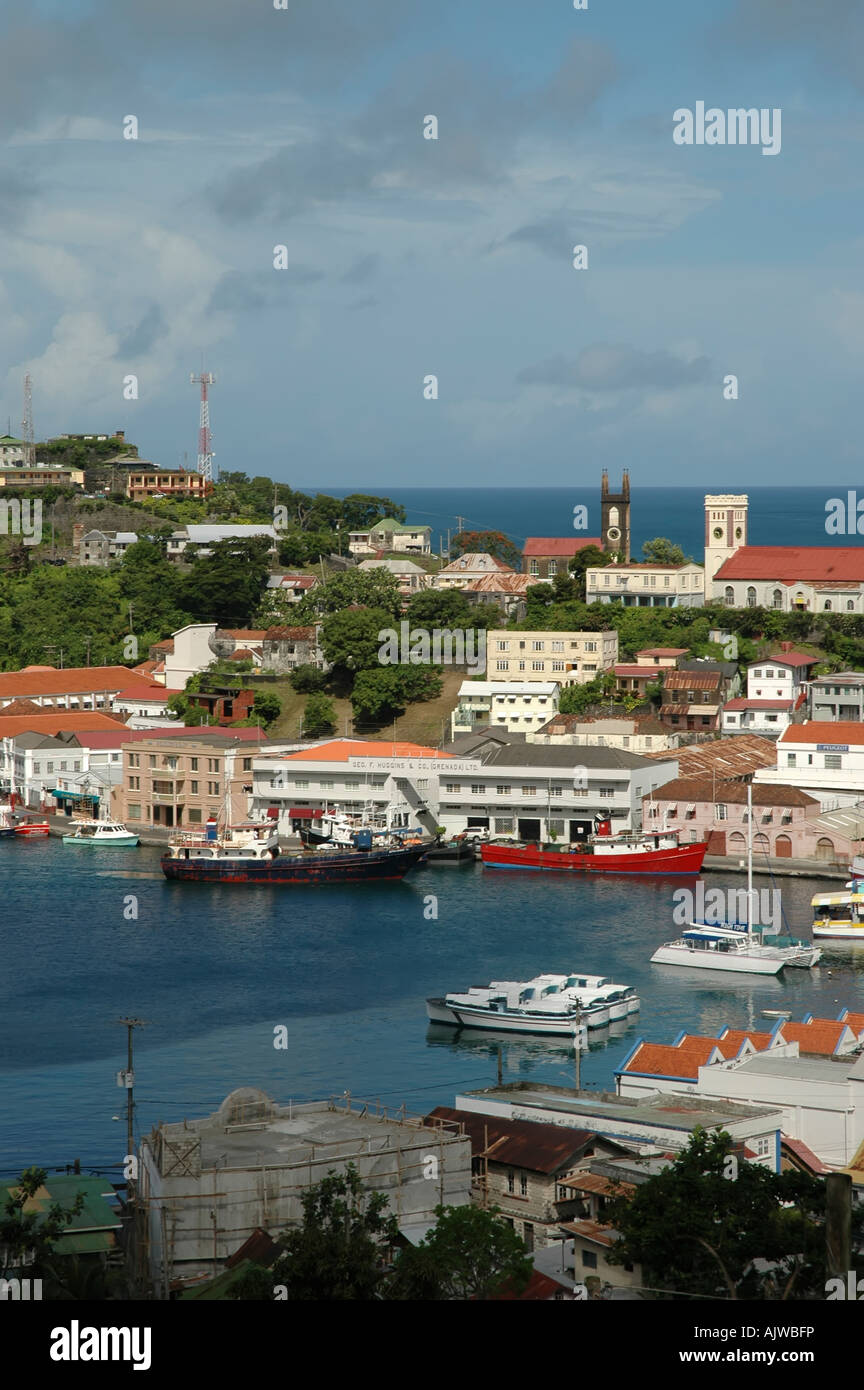 St George's grenada caribbean island skyline aerial overview scenic ...