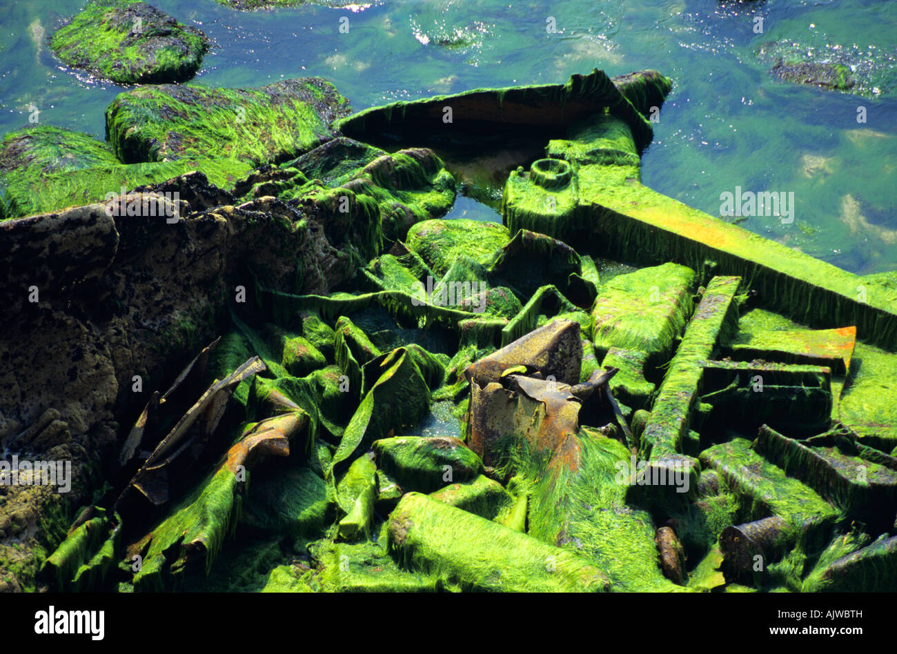 Shipwreck remnants on the rocks Ireland Stock Photo - Alamy