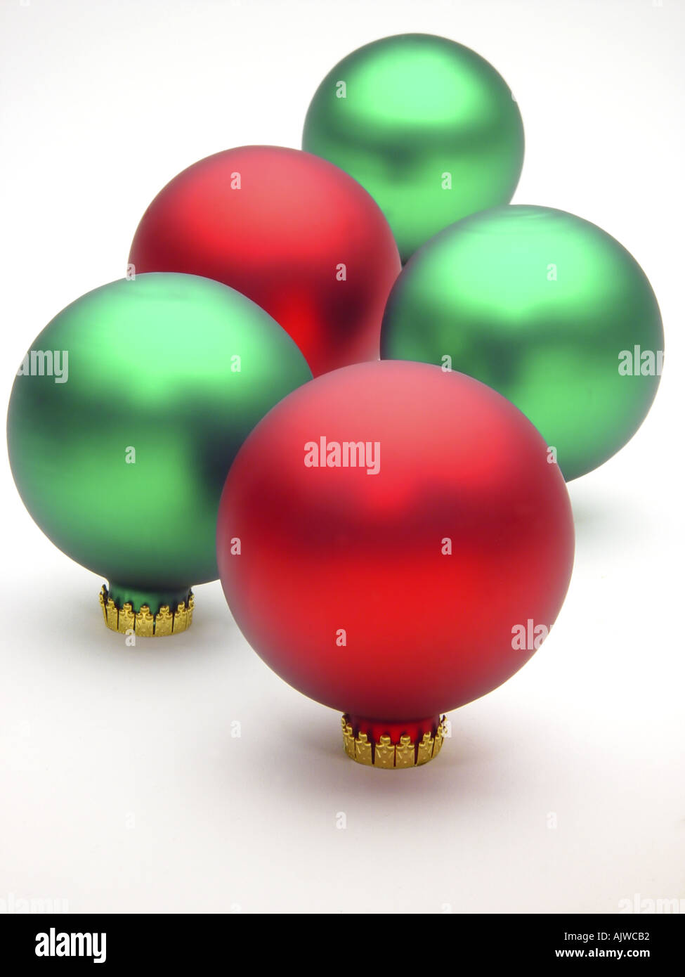 Grouping of red and green glass Christmas tree ornamental globes Stock ...