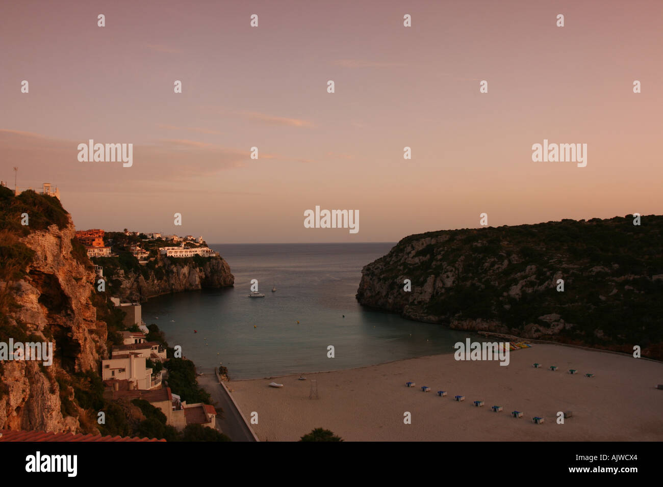 Sunset at cala'n porter, Menorca Stock Photo - Alamy