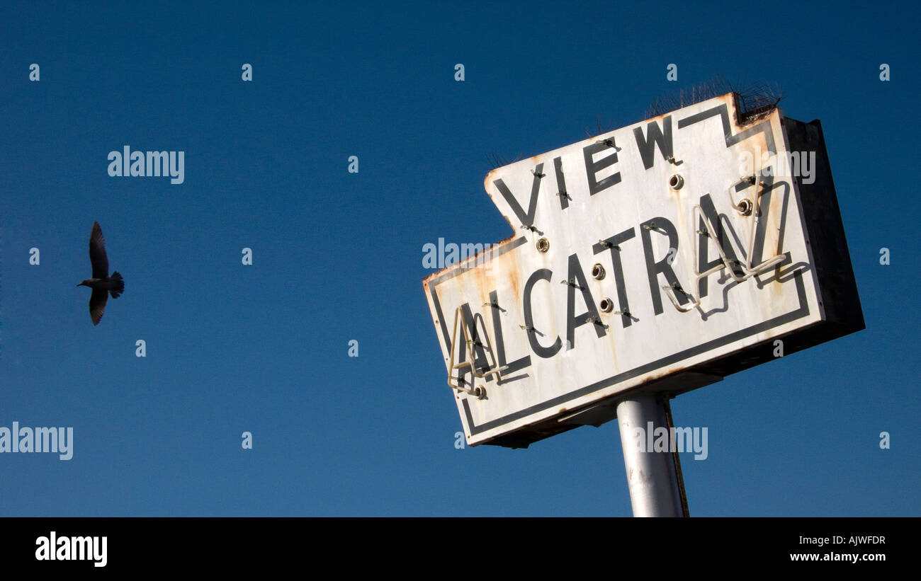 View of Alcatraz sign San Francisco USA 2007 Stock Photo - Alamy