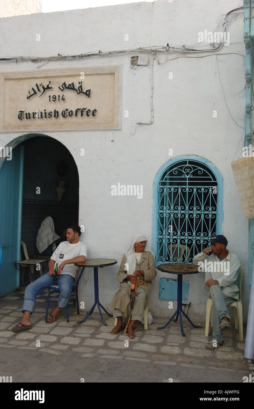 Turkish coffee house Kairouan medina tunisia Stock Photo - Alamy