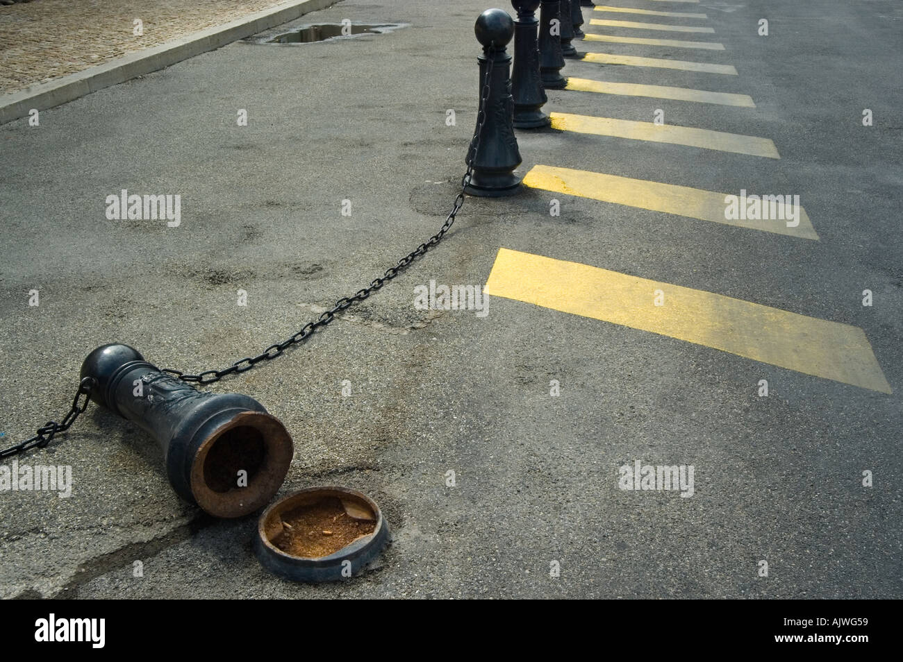 broken chain barrier Stock Photo - Alamy