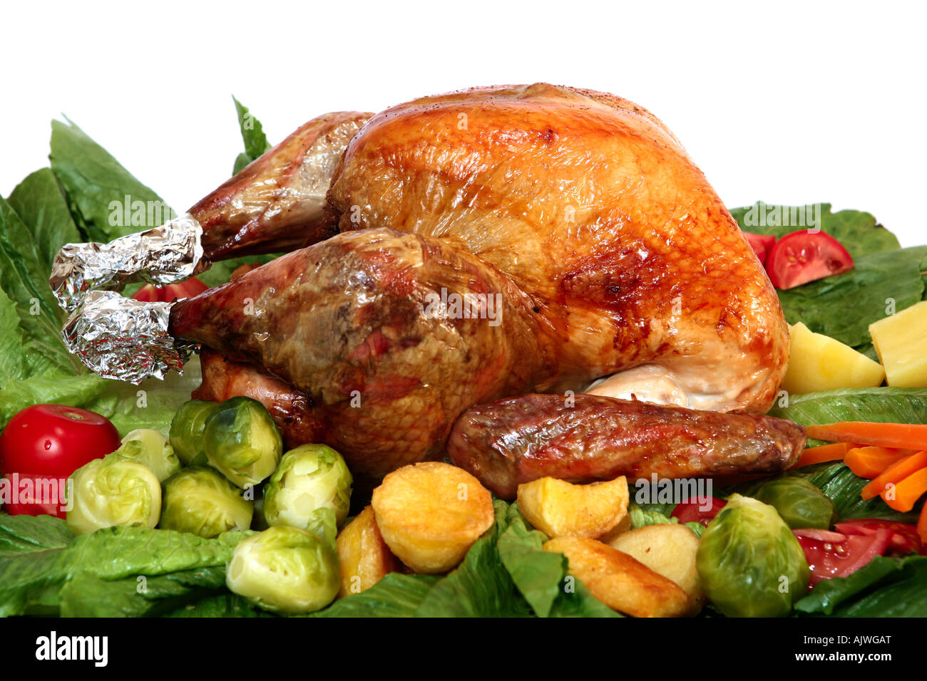 A festive turkey with all the trimmings ready for carving Stock Photo ...