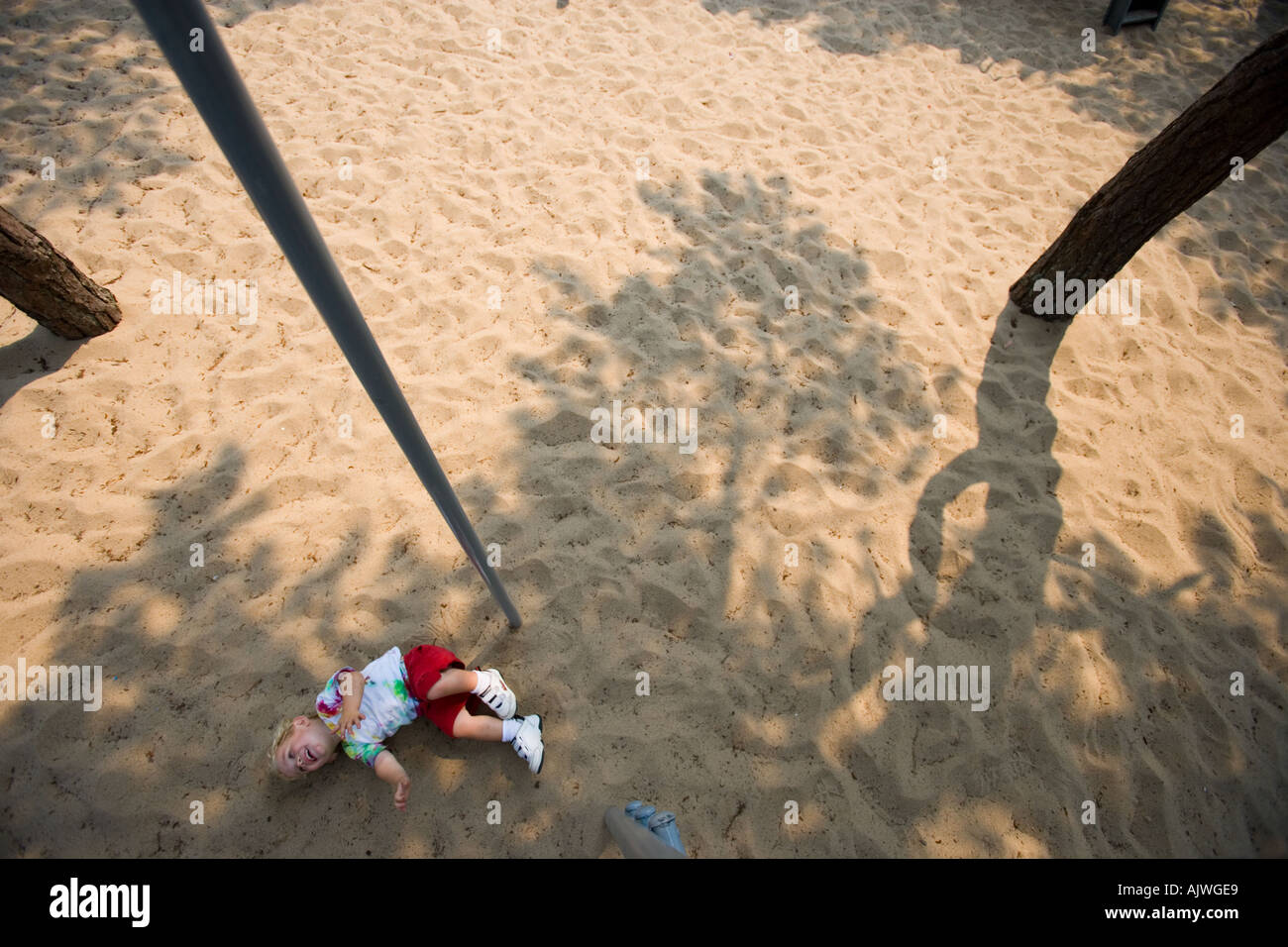 A young boy age 2 plays at the playground at the North of Highland ...
