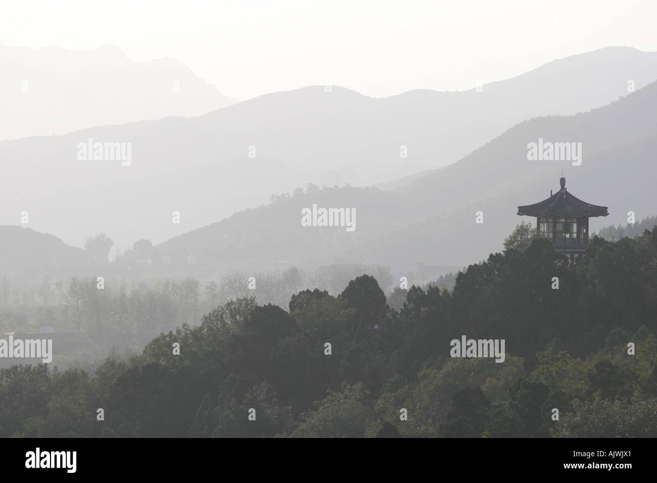 A Chinese viewing point amid hills outside Beijing Stock Photo - Alamy