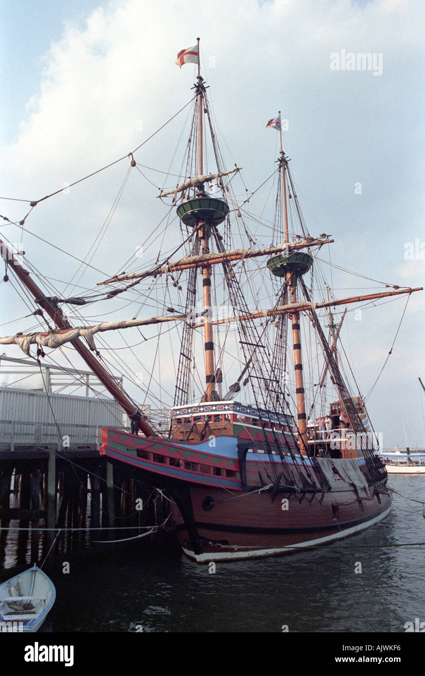 The replica of the Mayflower ship which carried the Pilgrims to ...