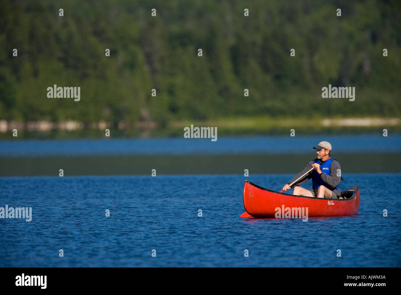 Canoeing on Maine s Katahdin Lake Near Baxter State Park Stock Photo ...