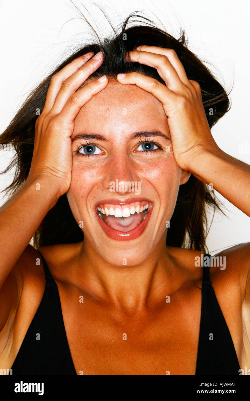 female with that special something in her smile head and shoulder shot ...