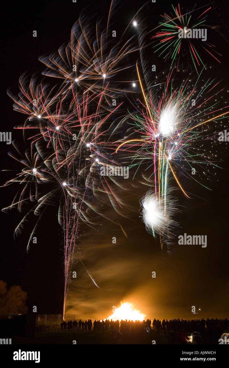 Bonfire and firework display to celebrate the November the 5th in the ...