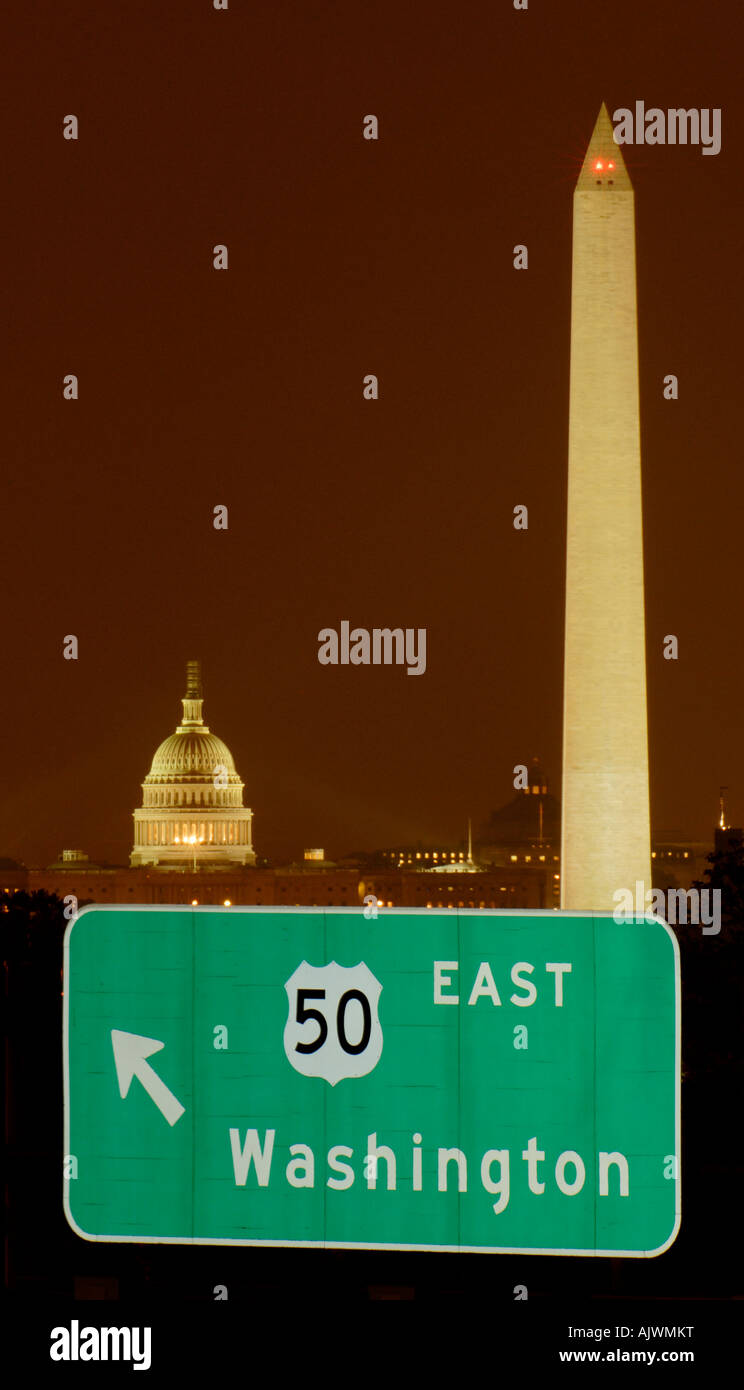 "Exit to Washington" - road sign, with the U.S. Capitol and the ...