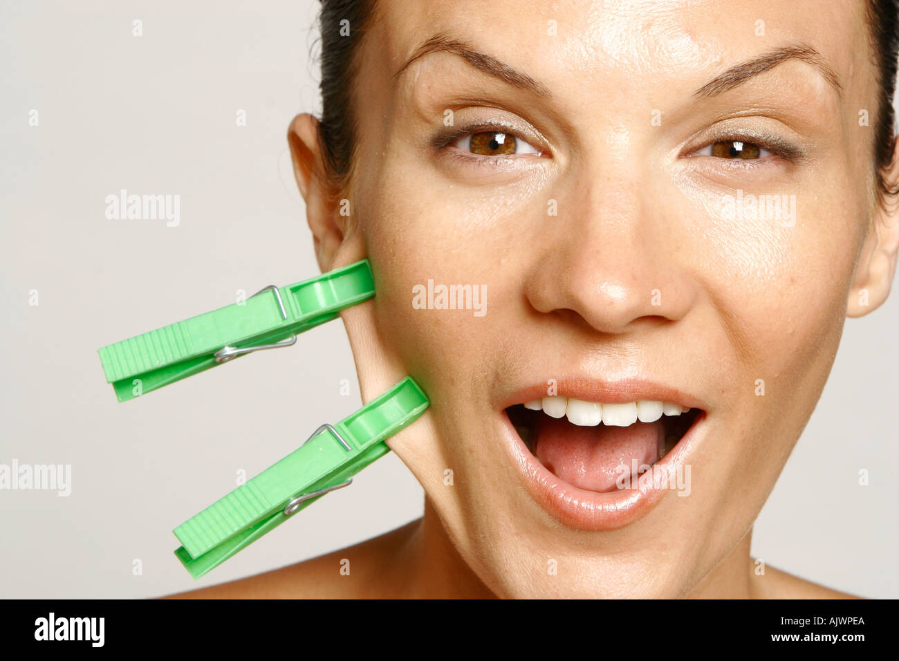 Peg nose woman hi-res stock photography and images - Alamy