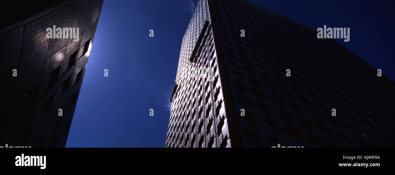 Window cleaning gantry towering monolithic modern office buildings La ...