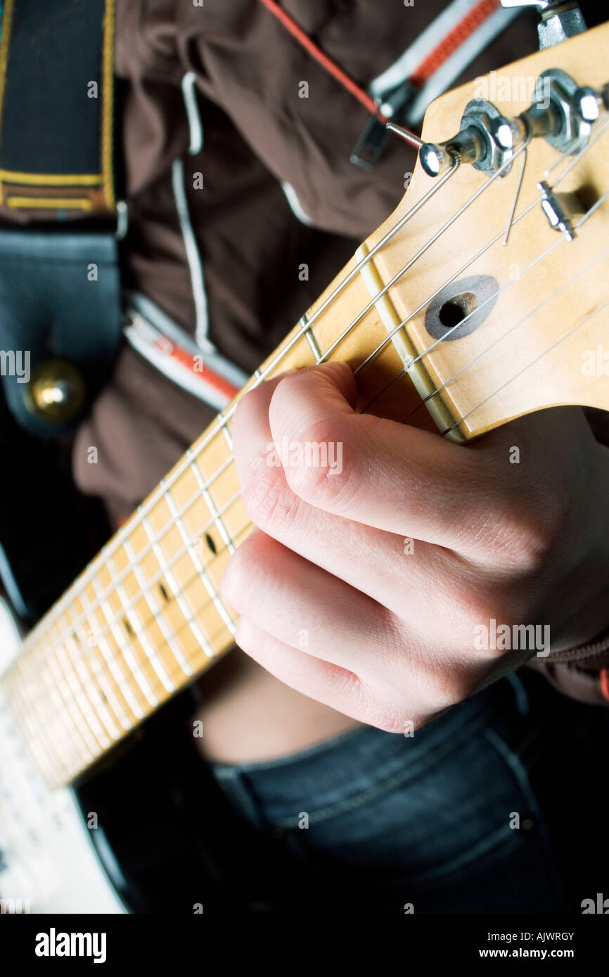 Close up of a guitar fretboard. Fender American stratocaster Stock ...