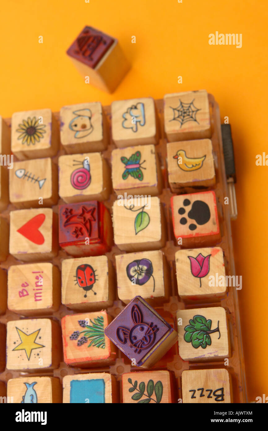 Childrens toy print stamp kit set Stock Photo - Alamy
