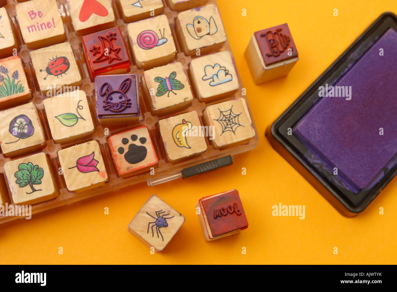 Childrens toy print stamp and ink pad Stock Photo - Alamy