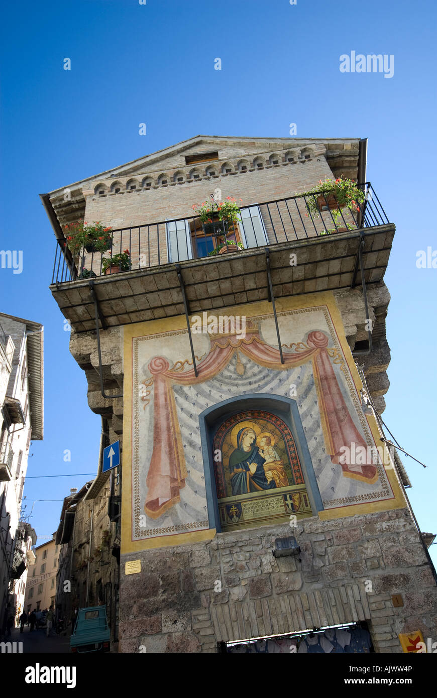 wall painting on house, assisi, umbria, italy Stock Photo - Alamy