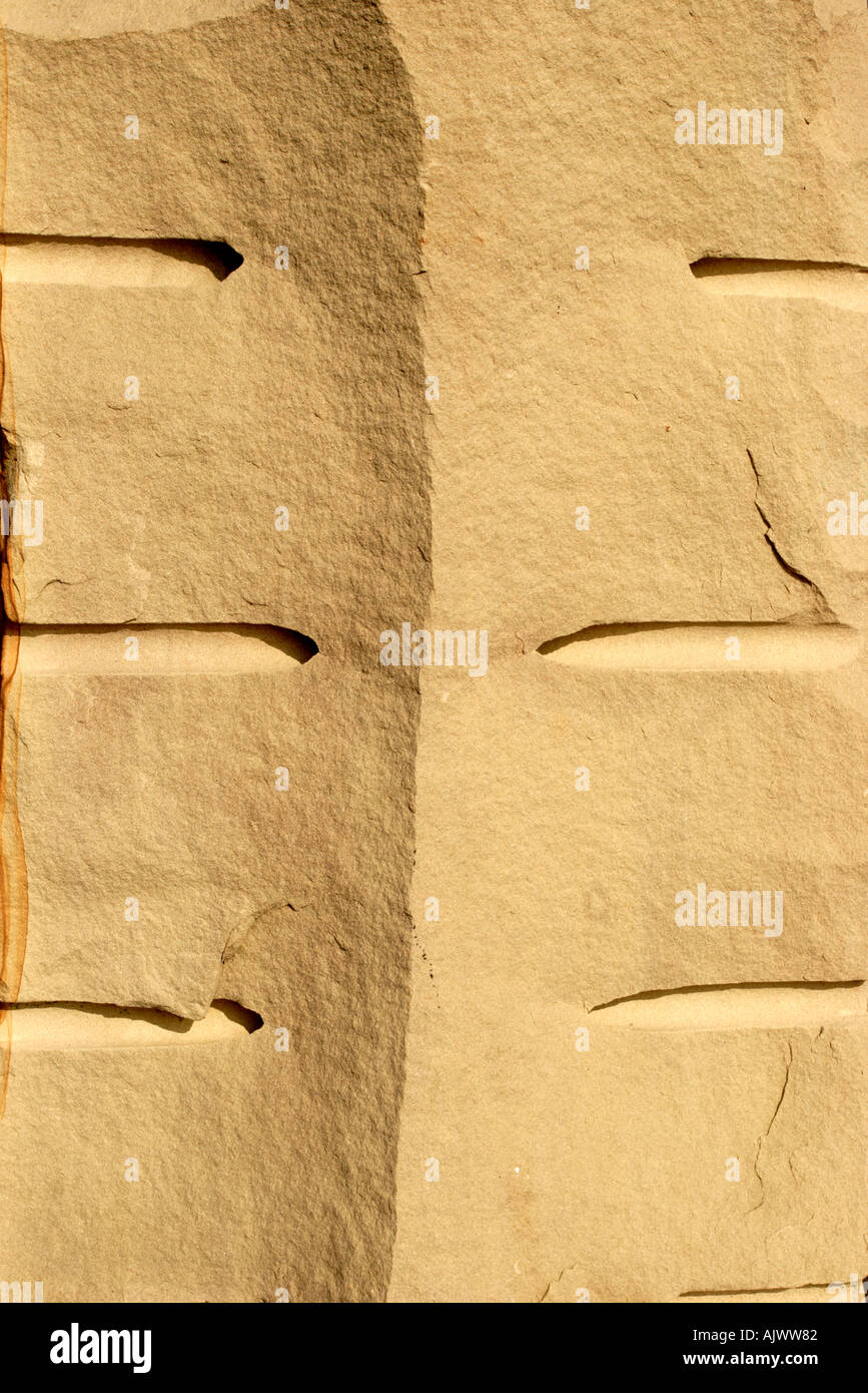 Quarried stone showing holes for drilling and blasting Stock Photo - Alamy