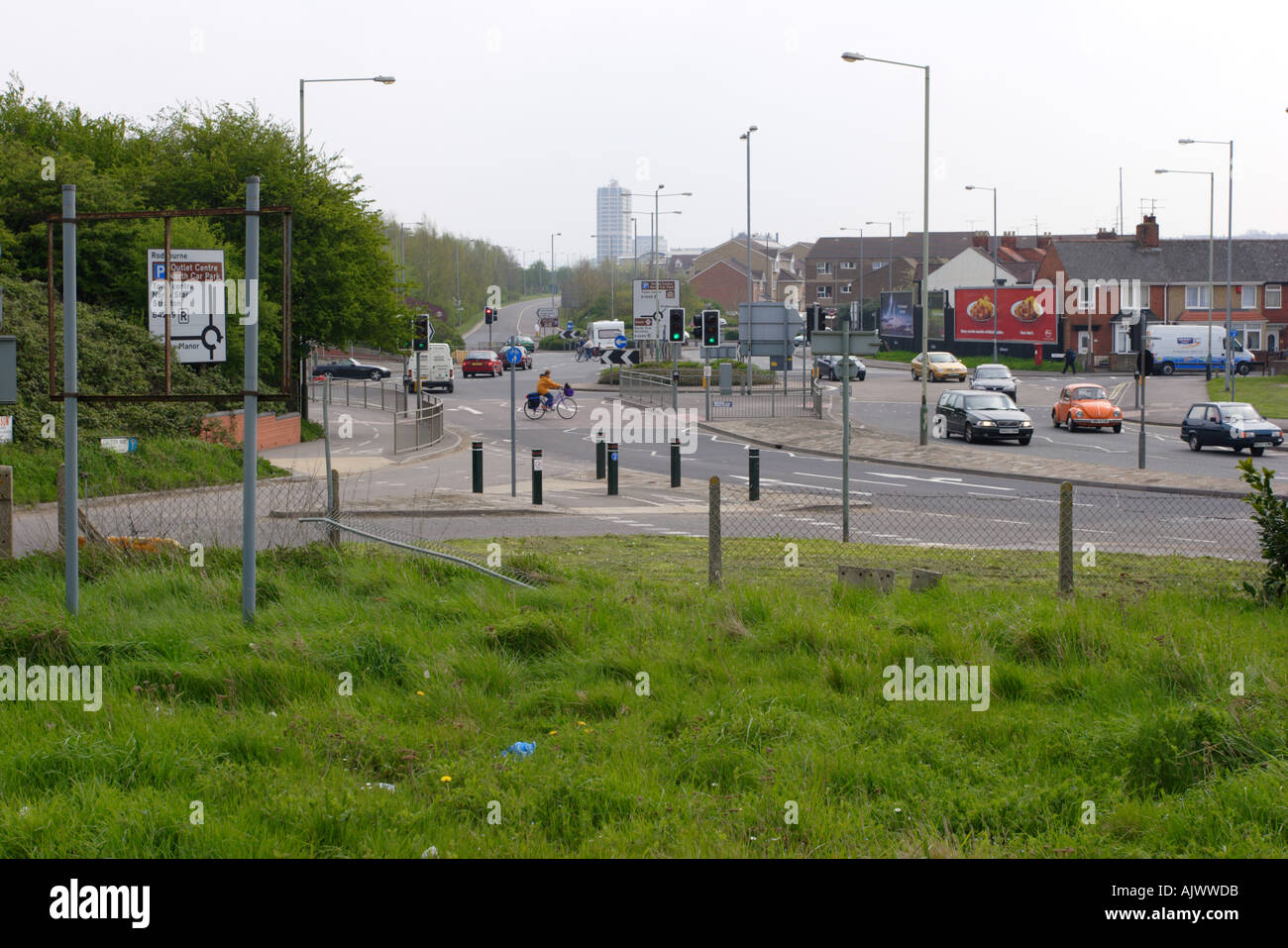 Busy roundabout outside industrial estate in Swindon Wiltshire Stock ...