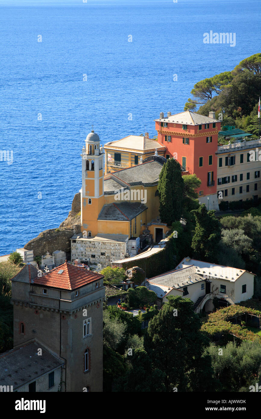 San Giorgio from Castello Brown, Portofino, Liguria, Italy Stock Photo ...