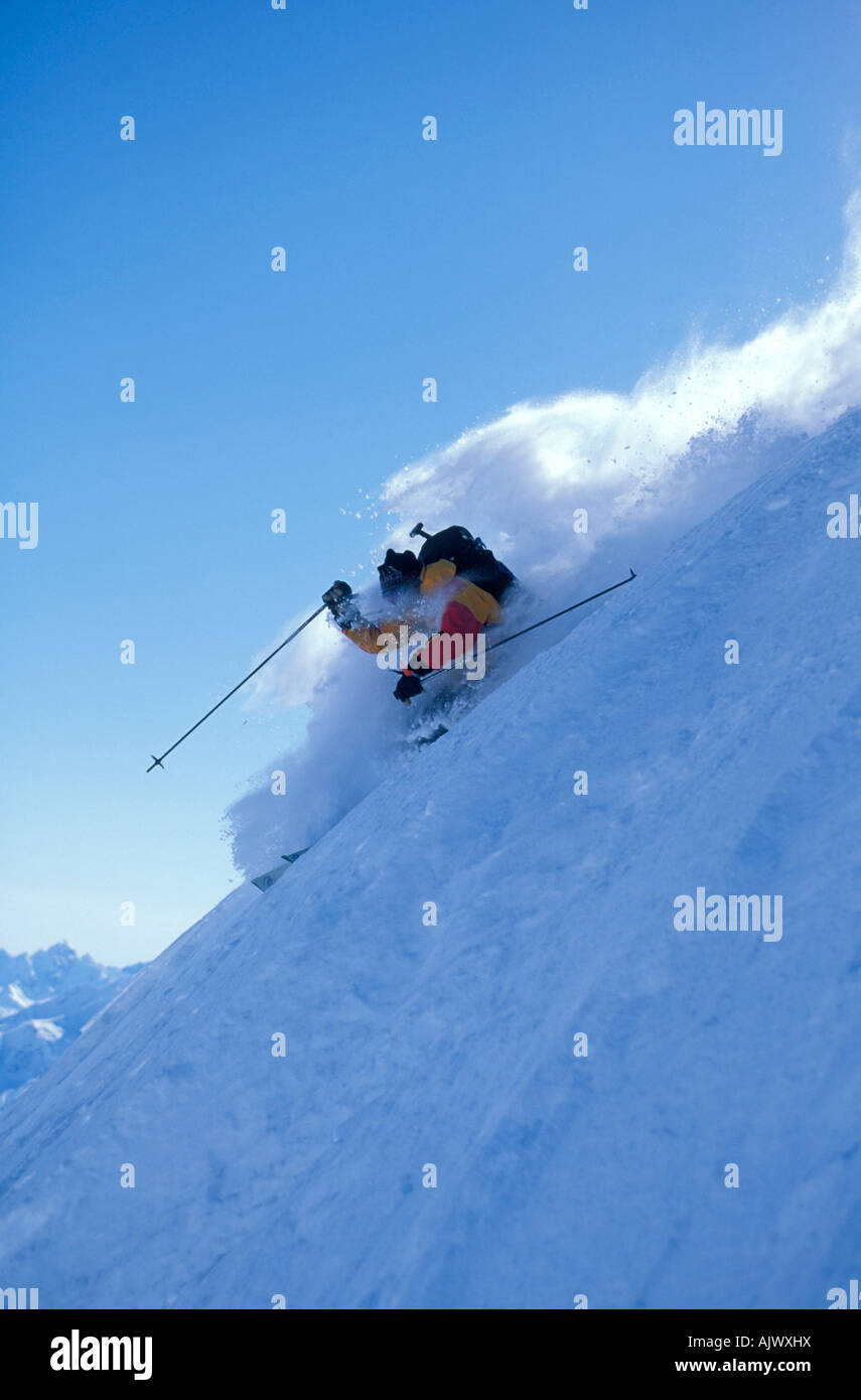 Extreme skier Jeff Zell off piste in deep powder snow Stock Photo - Alamy