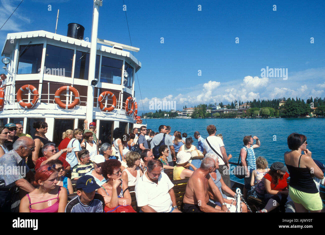 Foot passenger ferry near Sirmione Garda Lake Italy Europe Stock Photo ...