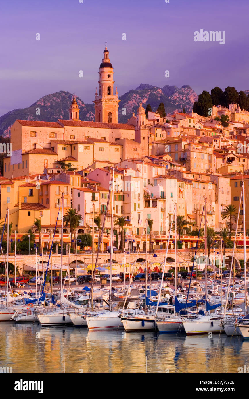 France Cote d'Azur Menton Viewed over harbour Stock Photo - Alamy