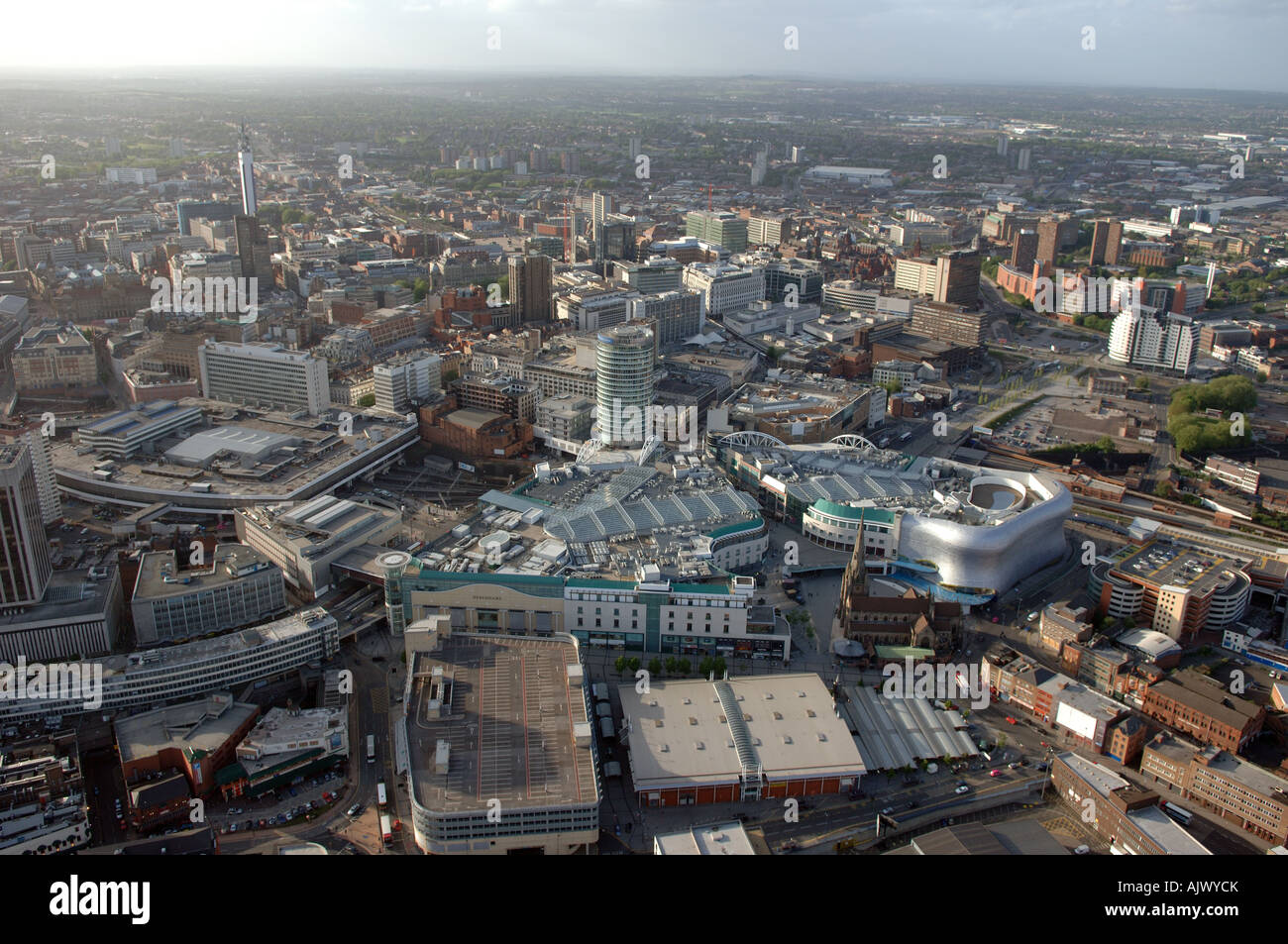 Aerial view of Birmingham City center UK Bullring shopping Stock Photo ...