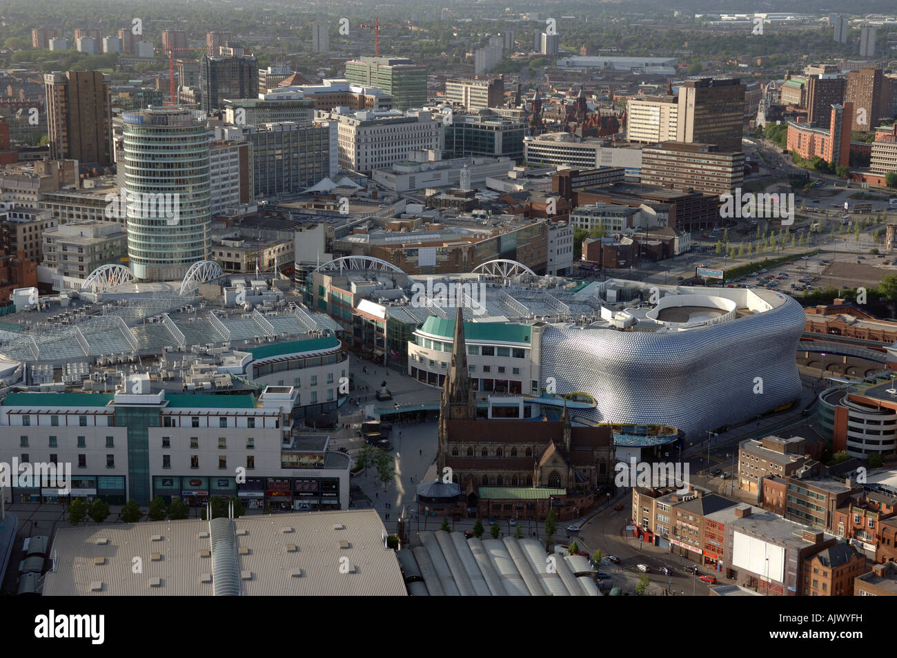 Aerial view of Birmingham City center UK Bullring shopping Mall Stock ...