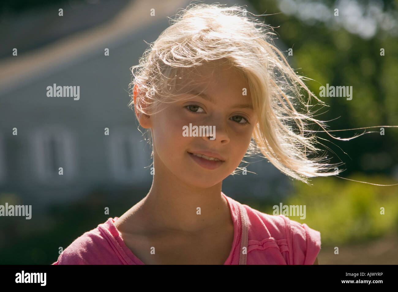 Girl hair blowing child windy hi-res stock photography and images - Alamy