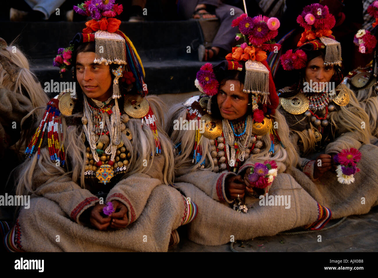 India Ladakh Leh women traditional dress people Stock Photo - Alamy