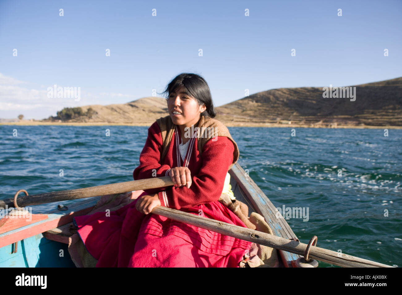 Uros Iruitos Indian girl living on Phuwa island a floating reed island ...