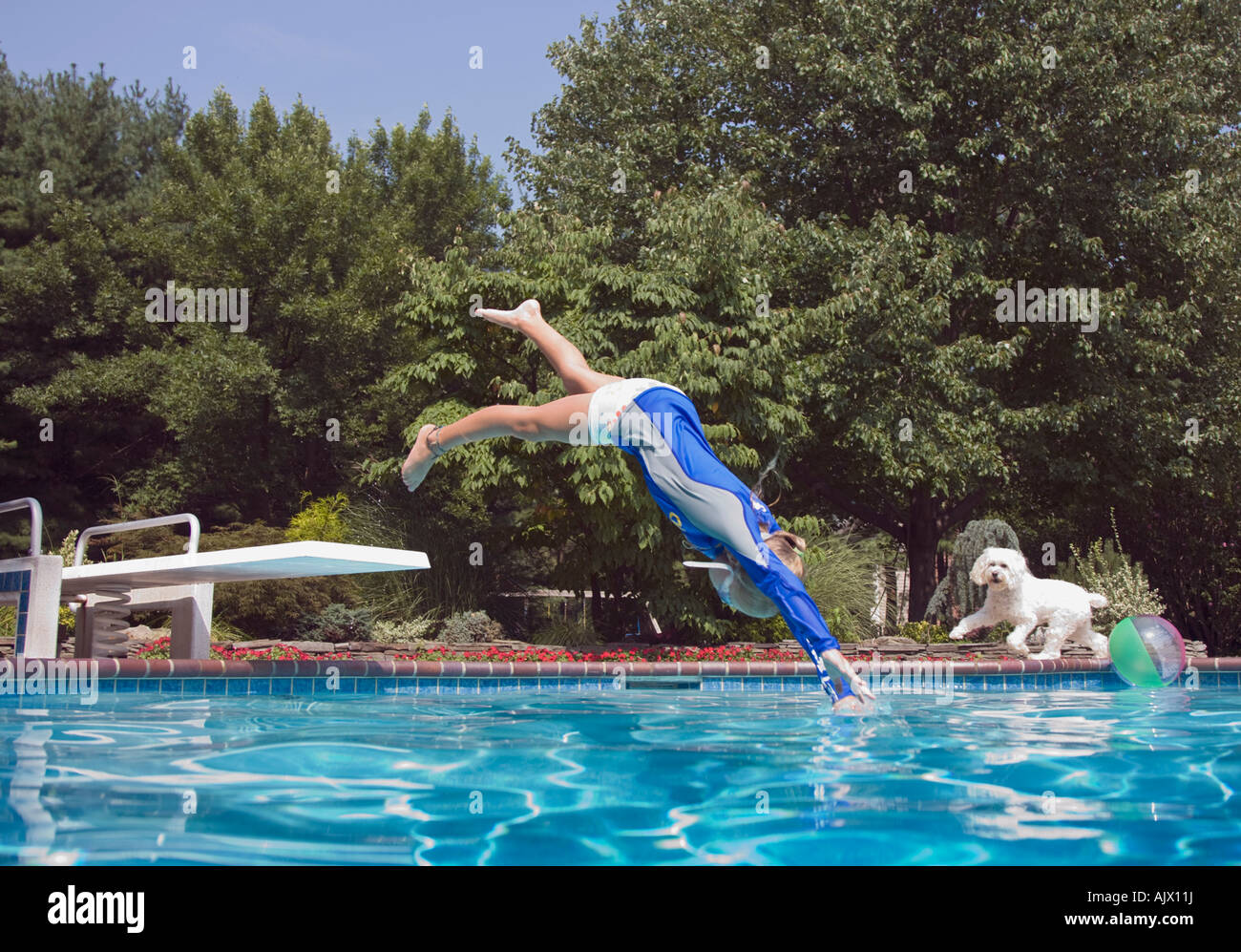 Child diving into a pool Stock Photo - Alamy