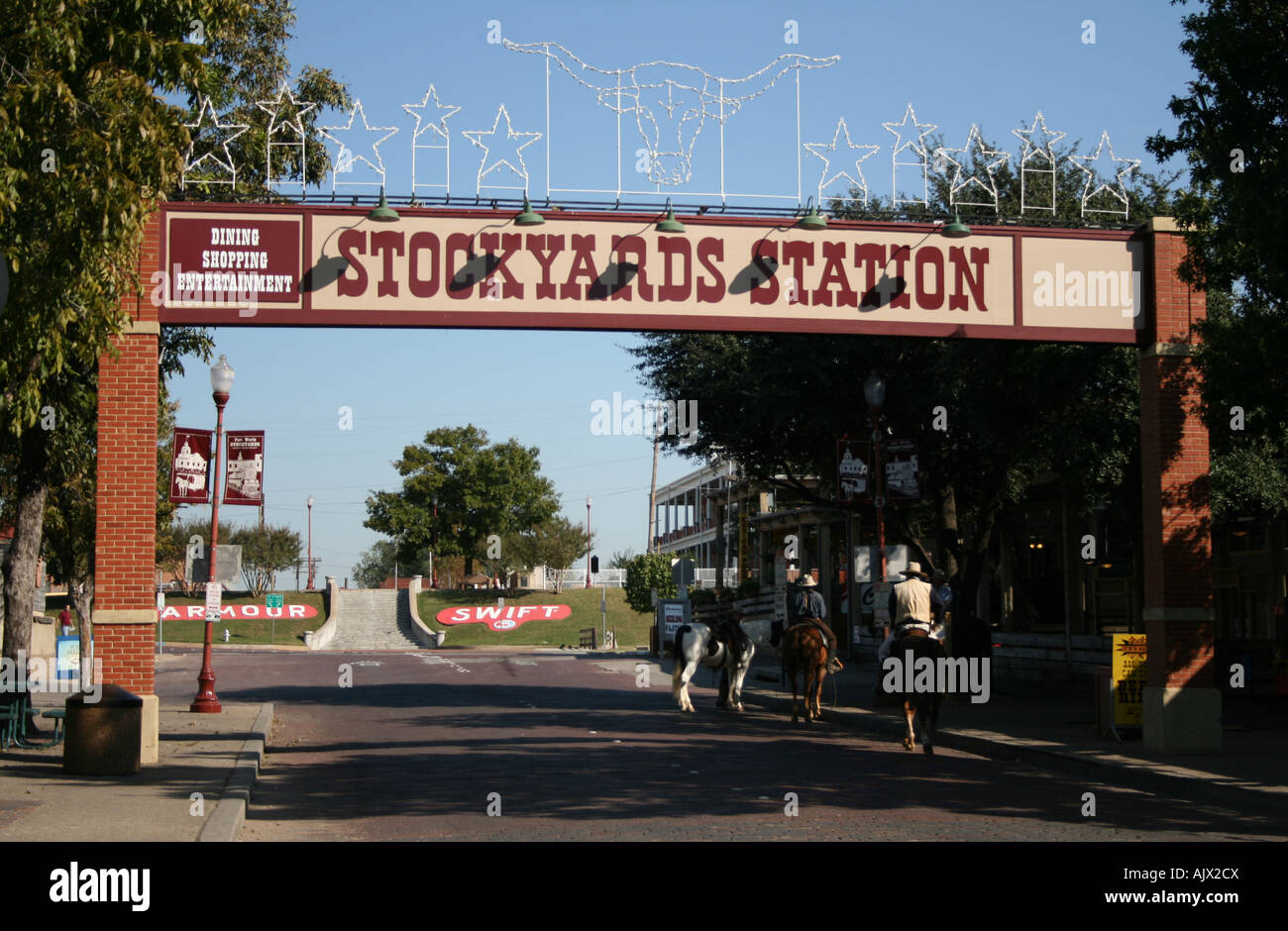 cowboys and Fort Worth Stockyards station sign on Exchange Avenue ...