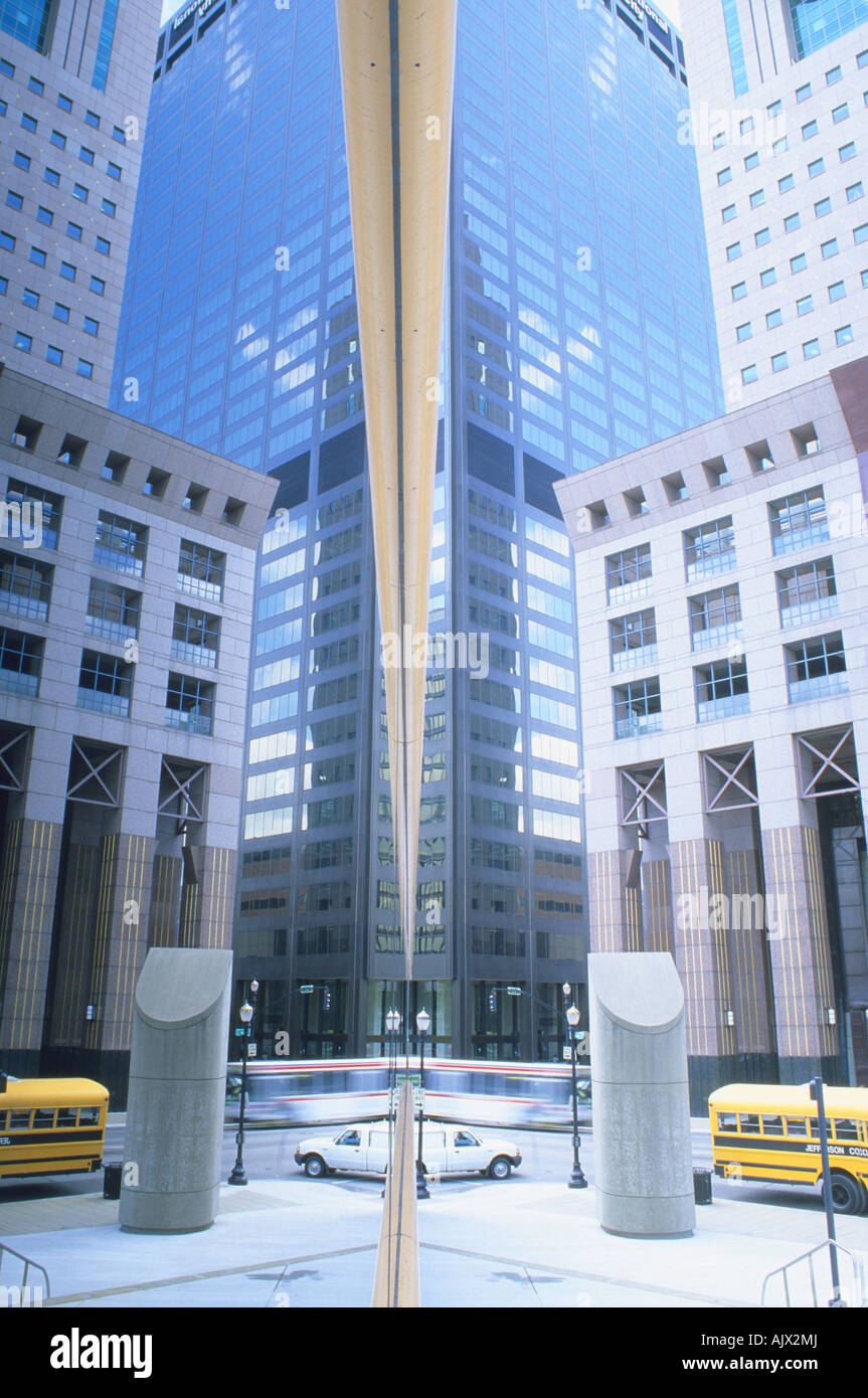 Downtown reflection in building window, Louisville, Kentucky Stock ...