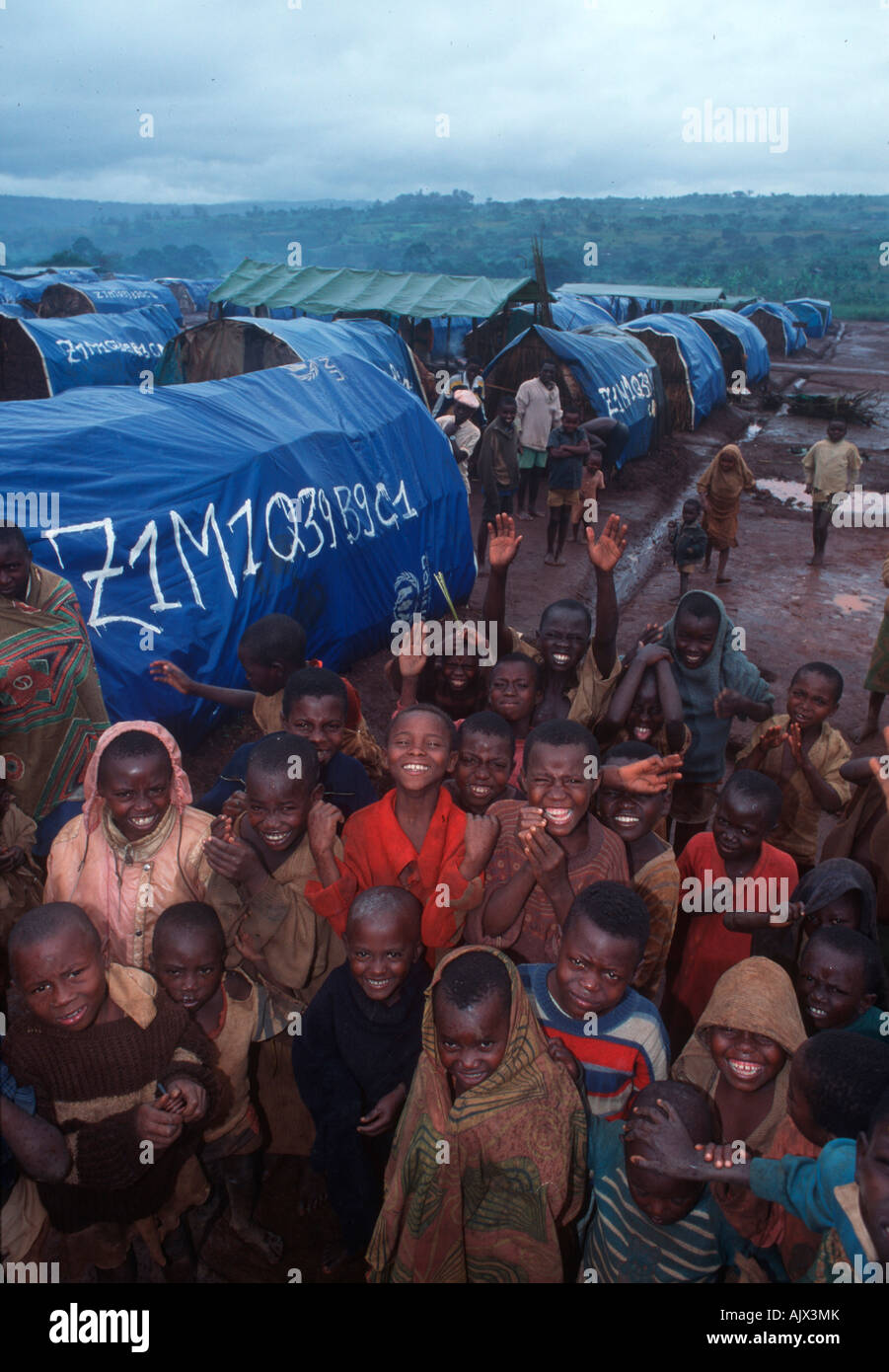 Rwandan Hutu and Tutsi refugees at Mugano, possibly only camp of mixed ...