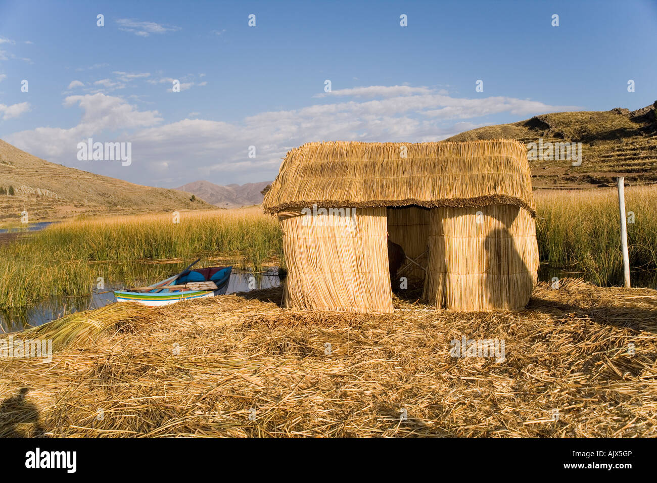 Uros Iruitos Indian settlement on Phuwa island a floating reed island ...