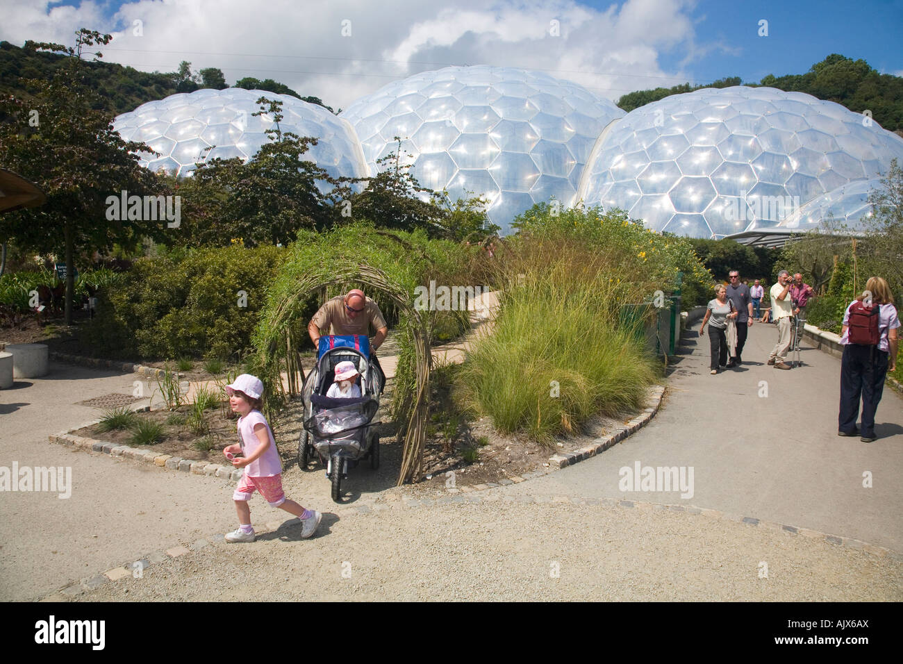Eden Project Biodome visitor daylight outside exterior footpath daytime ...