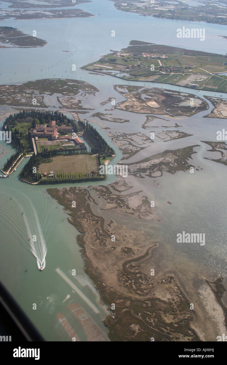 Aerial view of Venice lagoon island - Isola di San Francesco del ...