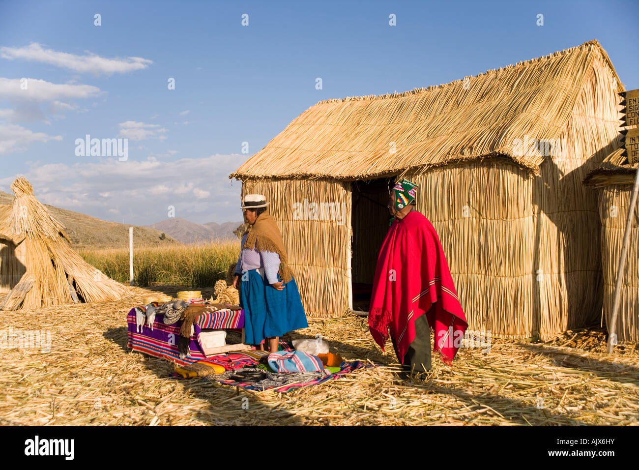 Uros Iruitos Indians living on Phuwa island a floating reed island on ...