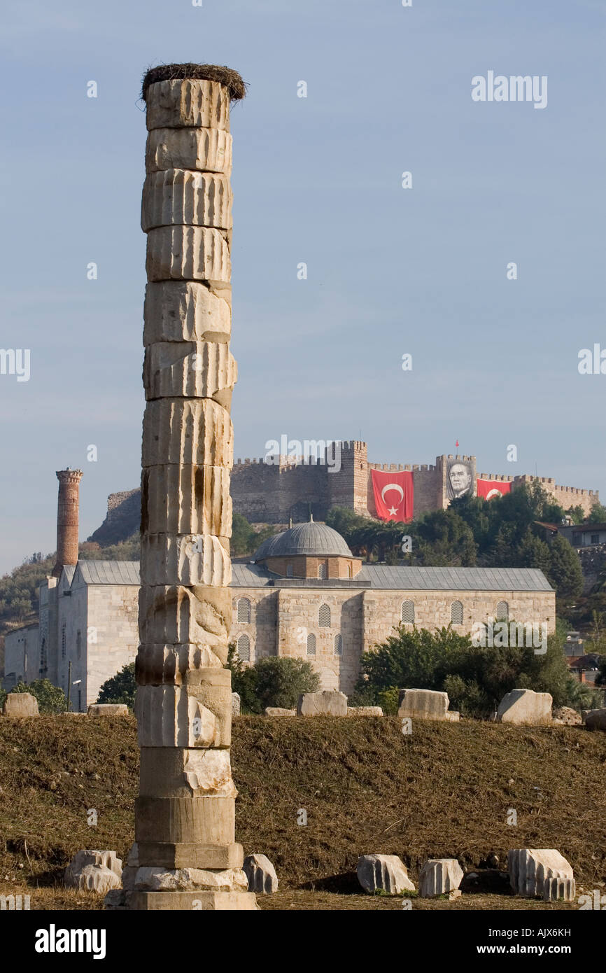 The Temple of Artemis at Selcuk in Turkey, with İsa Bey Mosque and ...