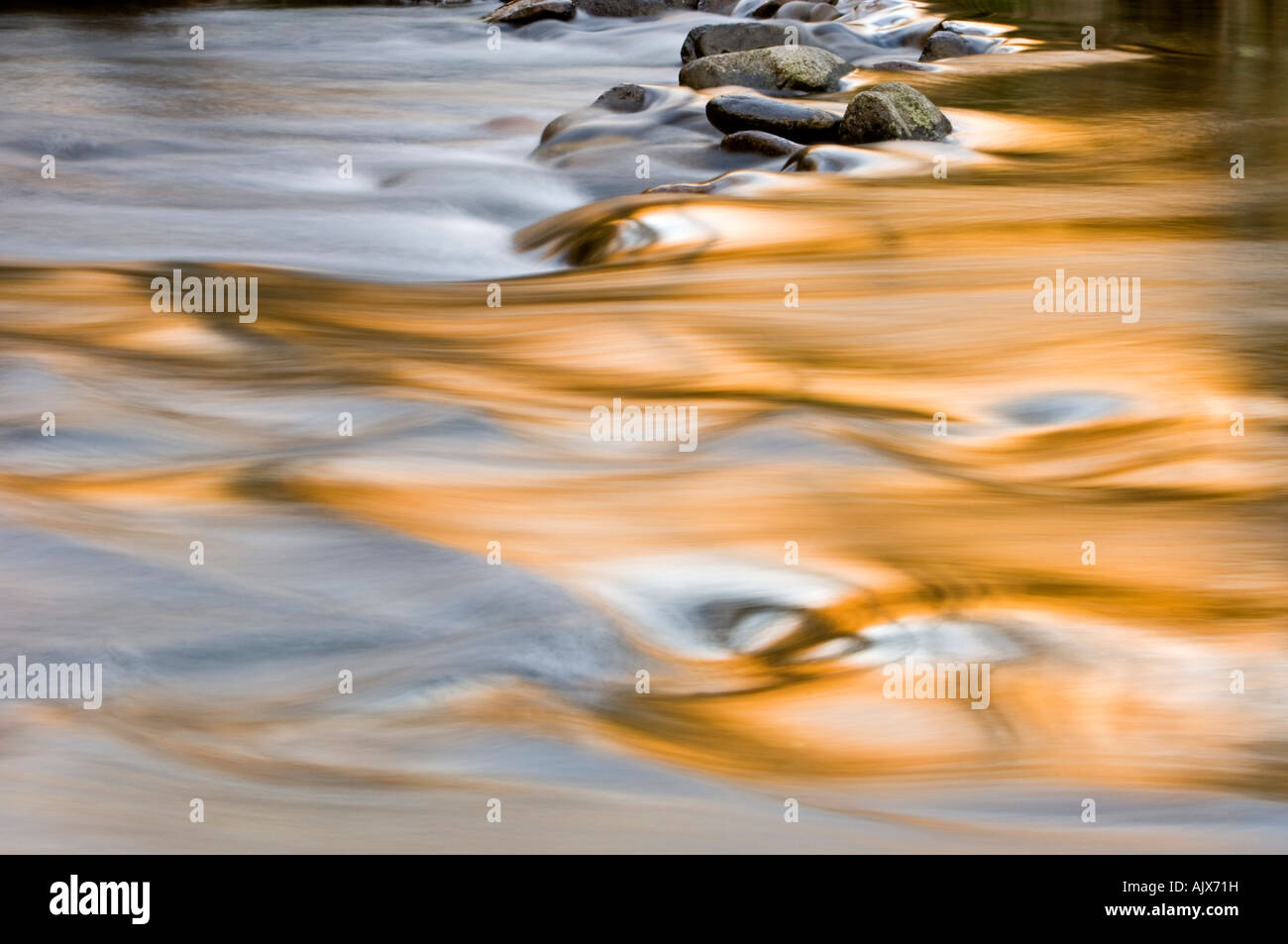Evening reflections in the Little River, Great Smoky Mountains National ...