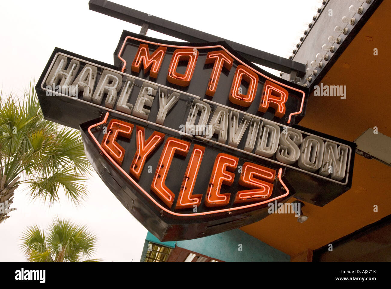 Harley Davidson Motorcycle sign on a shop in Myrtle Beach, SC, USA ...