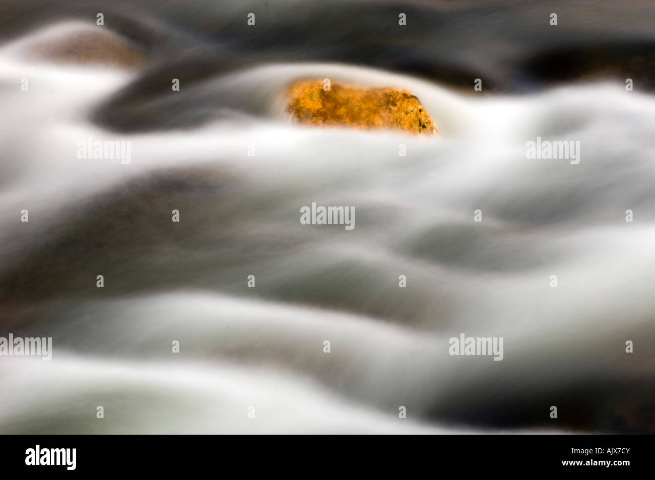 Boulder and rapids in Little River, Great Smoky Mountains National Park ...